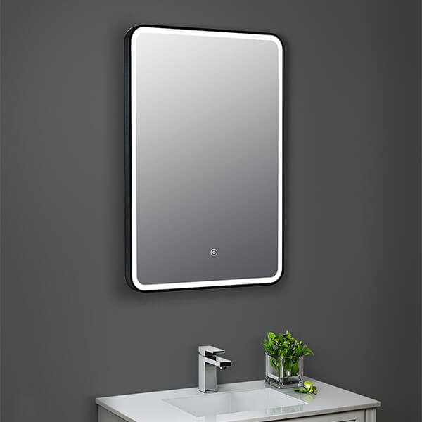 800x600mm Rectangular Matt Black Dimmable LED Mirror – Portrait or ...