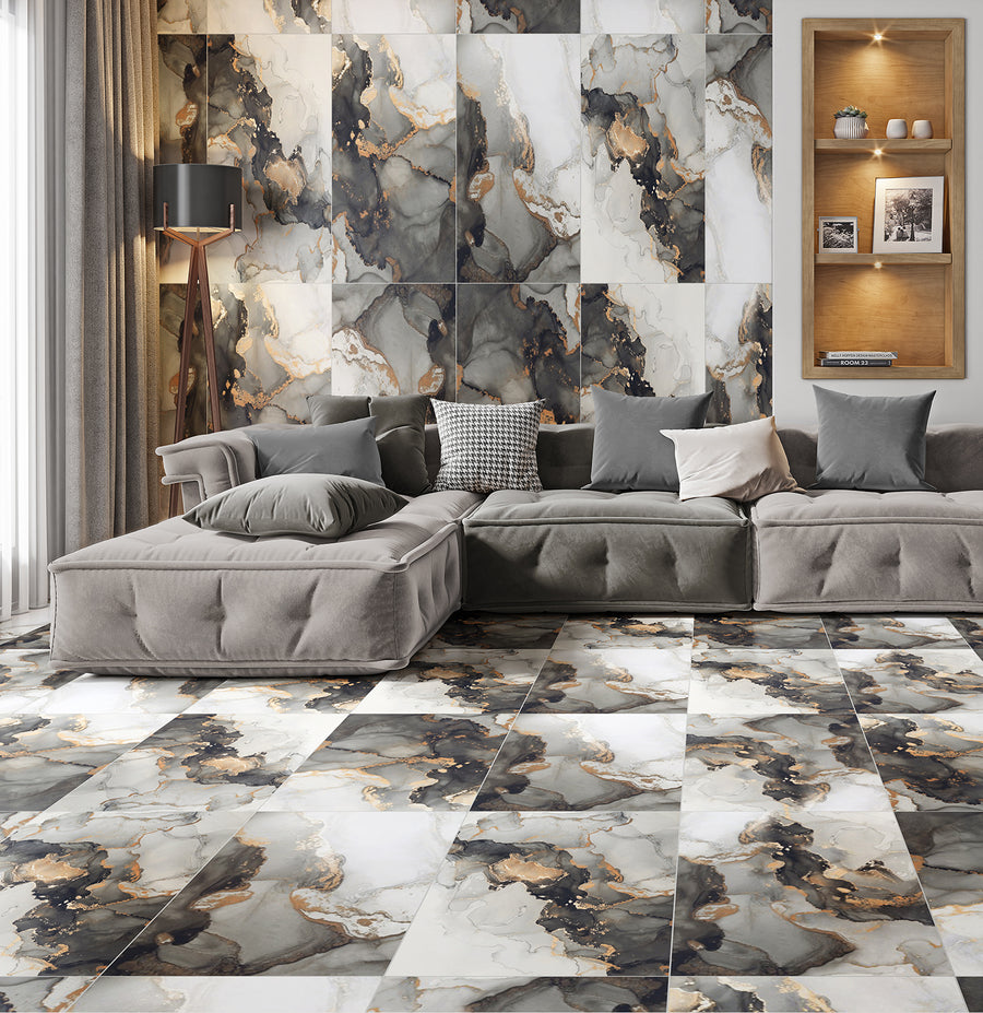 Akasmir Gold White Porcelain Tiles | 60x120cm – TILES Paradise